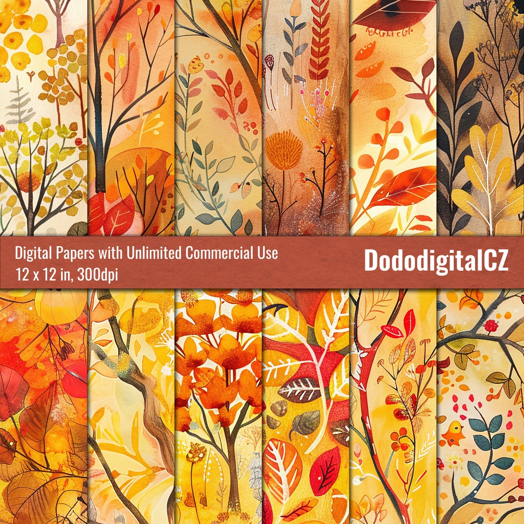 Autumn Digital Paper | Unlimited Commercial Use | Patterned Paper ...
