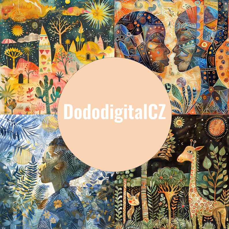 African Beauties Digital Paper | Unlimited Commercial Use | Patterned ...