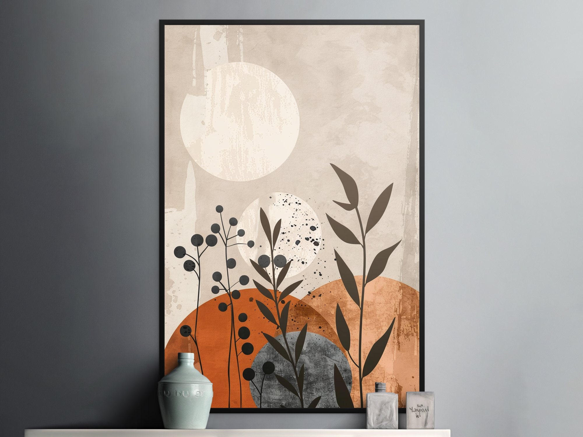 Abstract Botanical Wall Art, Minimalist Plant Poster, Modern Home Decor ...