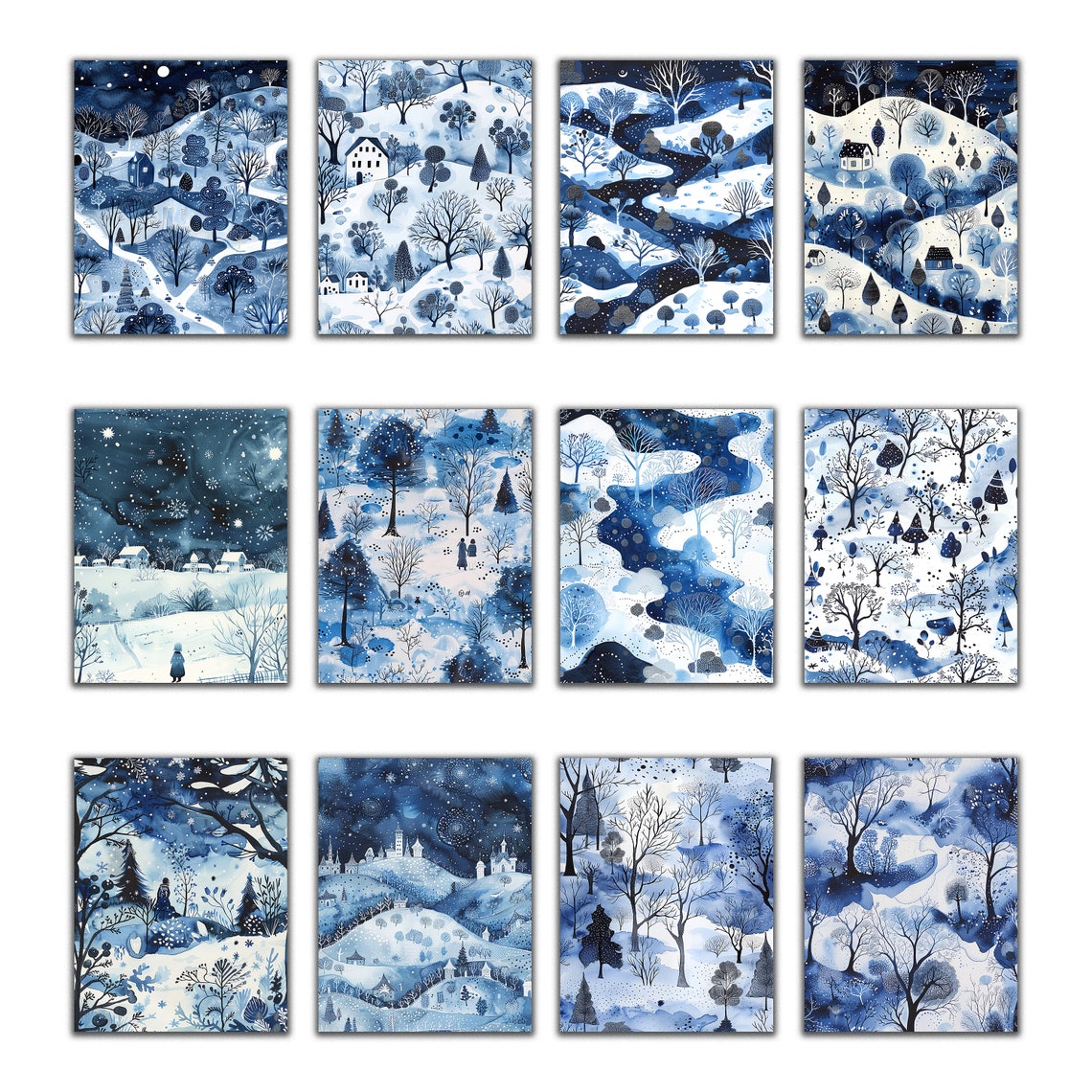 Winter Nights Digital Paper | Unlimited Commercial Use | Patterned ...