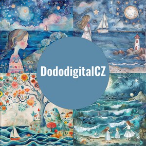 By the Sea Digital Paper | Unlimited Commercial Use | Patterned Paper ...