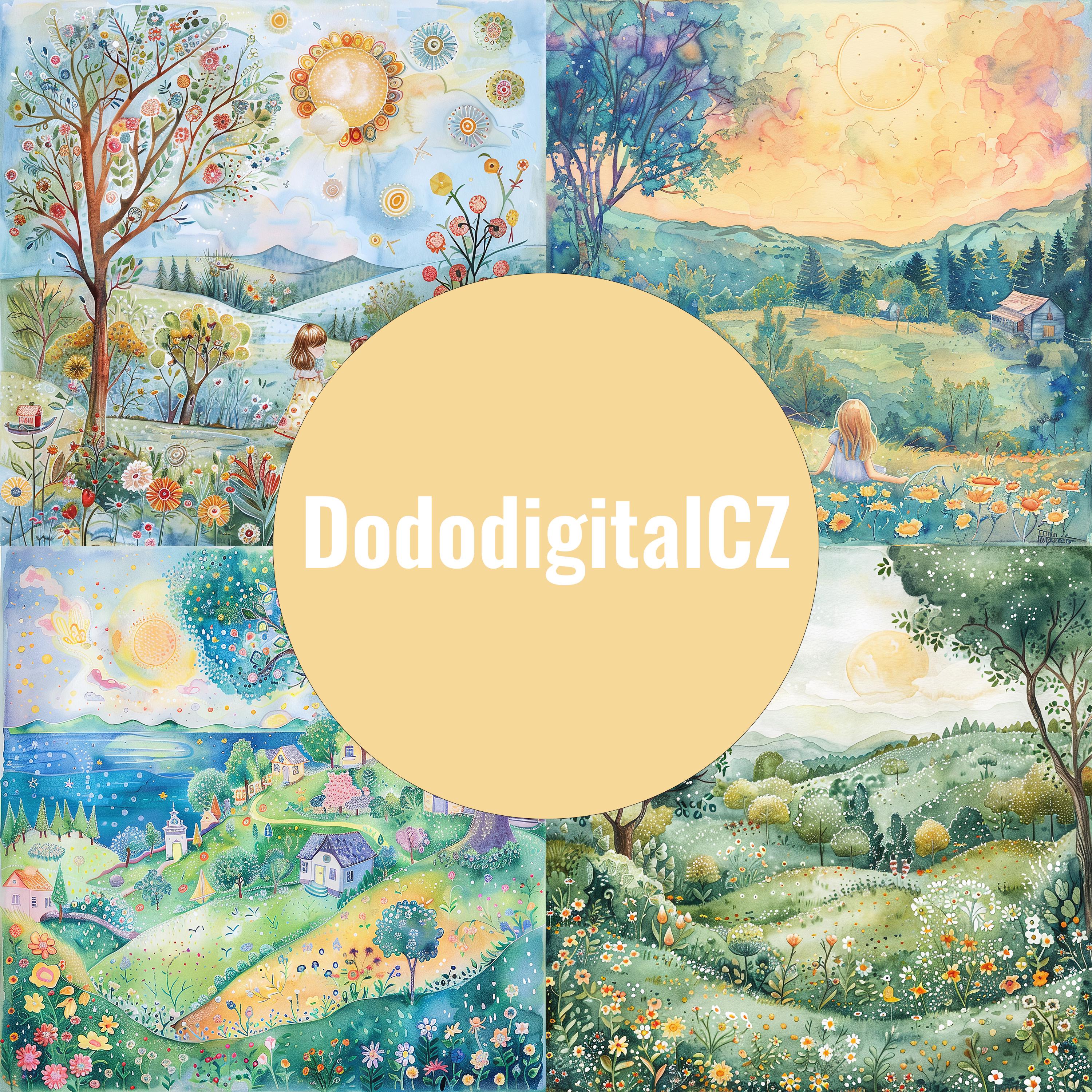 Summer Scenery Digital Paper | Unlimited Commercial Use | Patterned ...