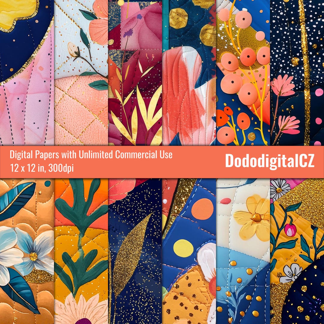 Quilted Spring Digital Paper | Unlimited Commercial Use | Patterned ...