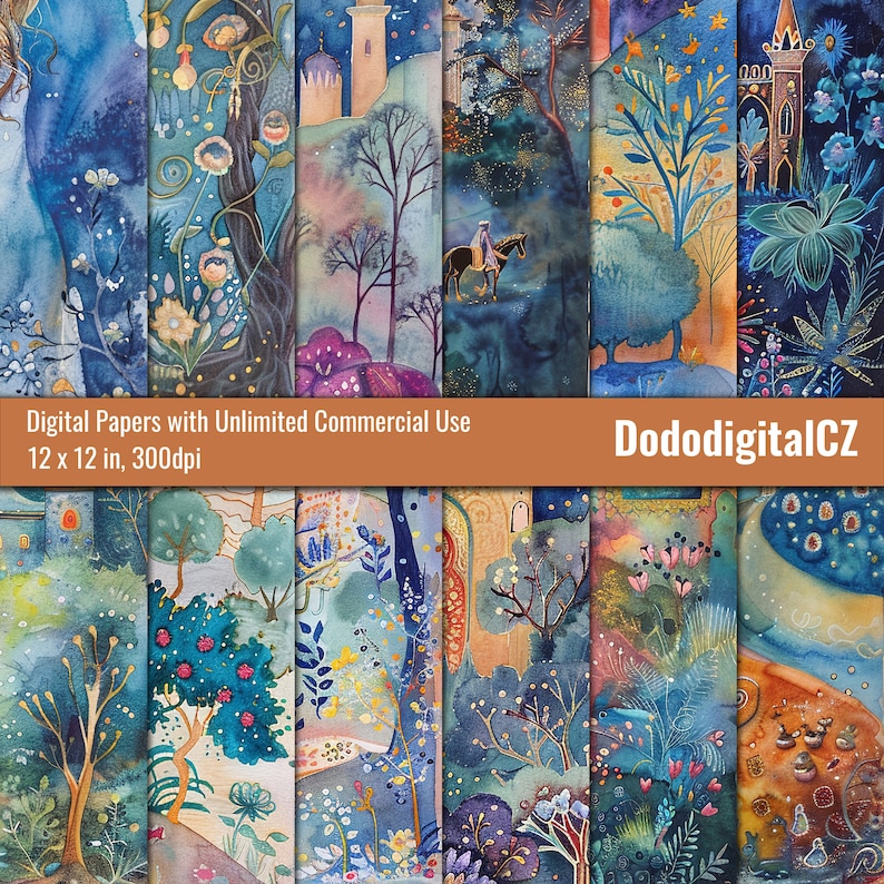 Arabian Nights Digital Paper | Unlimited Commercial Use | Patterned ...