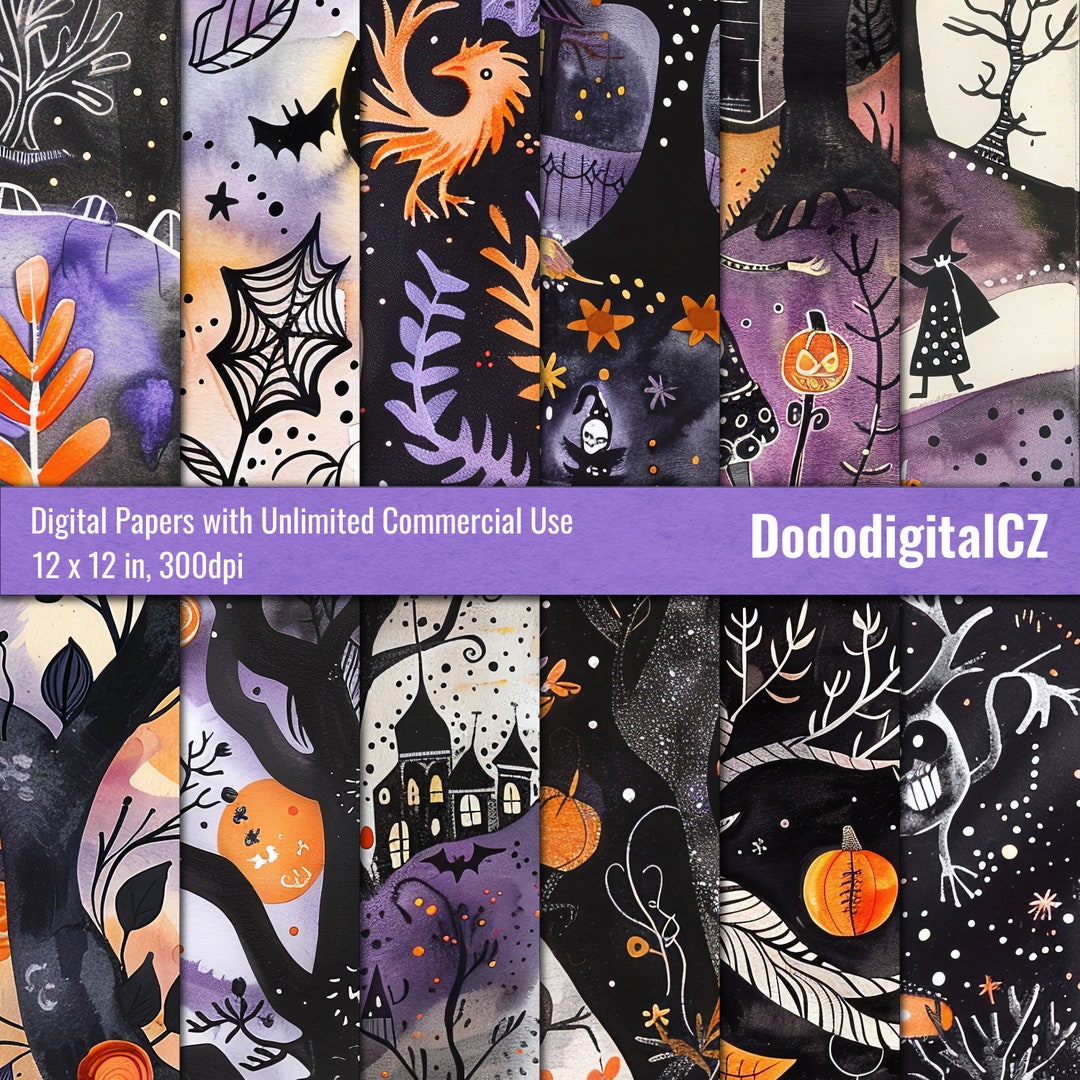 Halloween Digital Paper | Unlimited Commercial Use | Patterned Paper ...