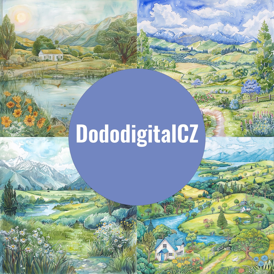 Beautiful Scenery Digital Paper | Unlimited Commercial Use | Patterned ...