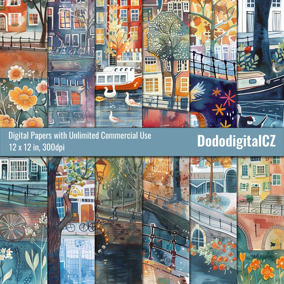 Amsterdam Digital Paper | Unlimited Commercial Use | Patterned Paper ...