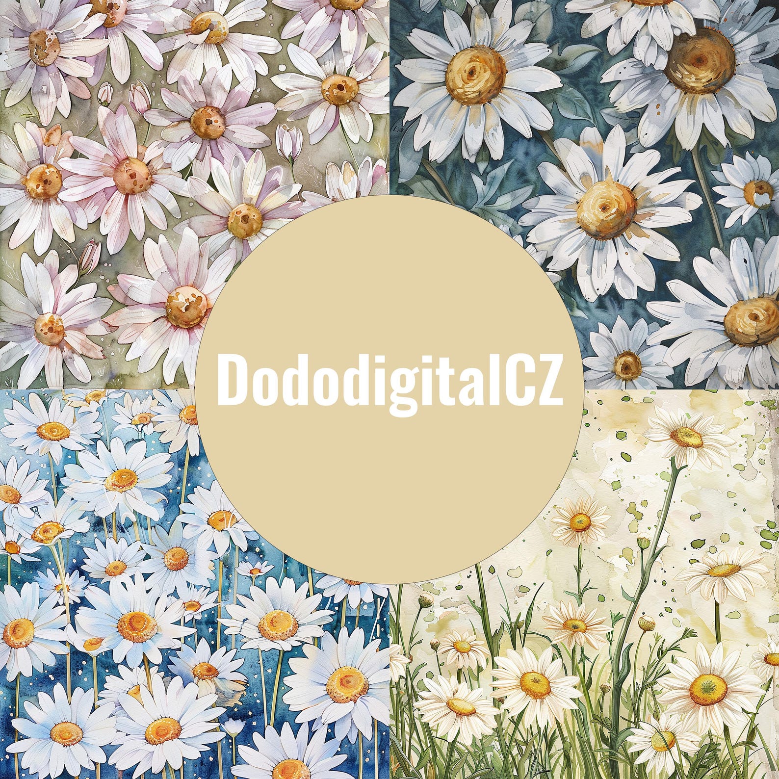 Field Full of Daisies Digital Paper | Unlimited Commercial Use ...