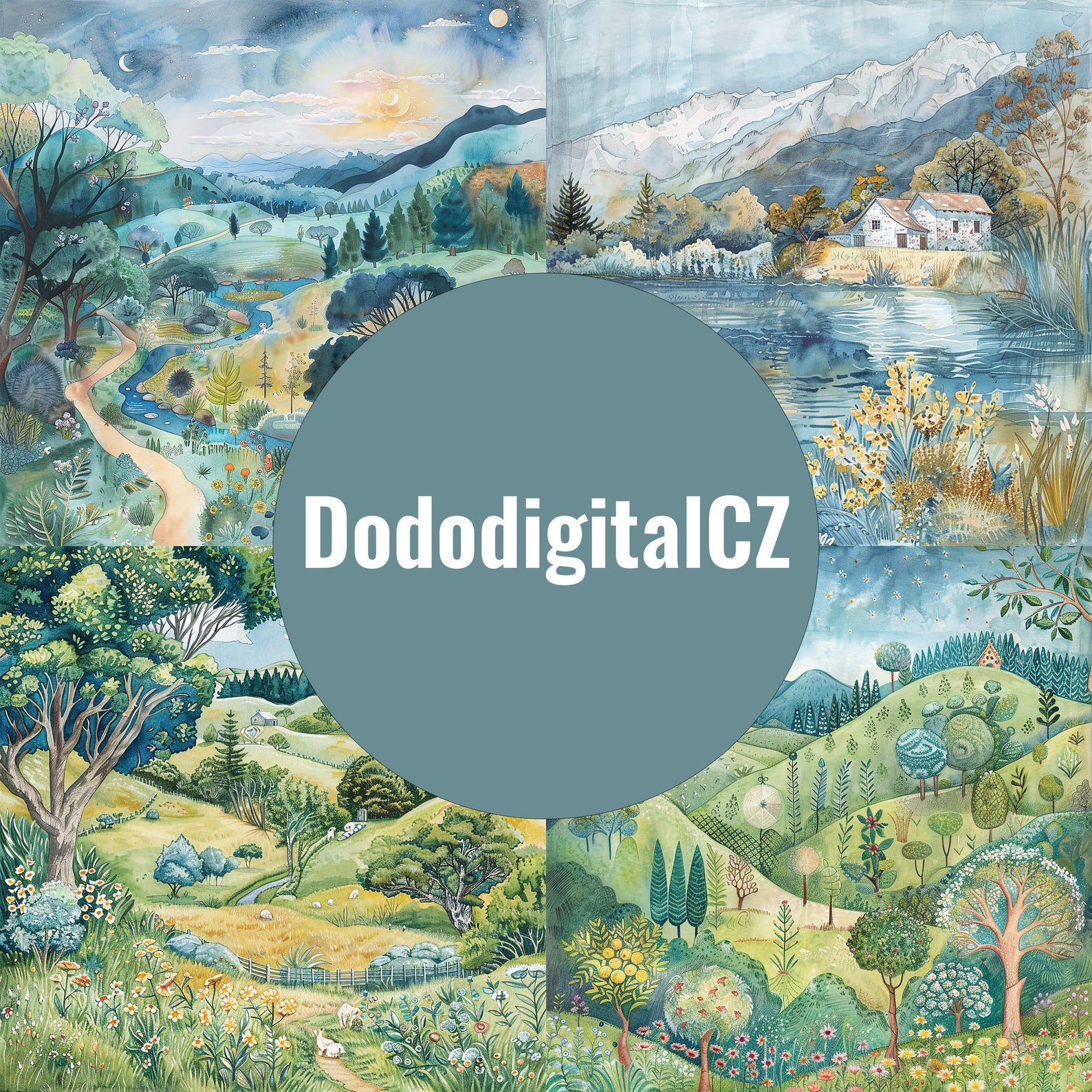 Beautiful Scenery Digital Paper | Unlimited Commercial Use | Patterned ...