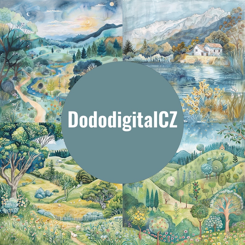 Beautiful Scenery Digital Paper | Unlimited Commercial Use | Patterned ...