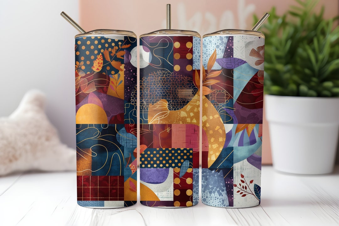 Abstract Art Seamless Tumbler Wraps, Straight Tapered 20oz Skinny ...