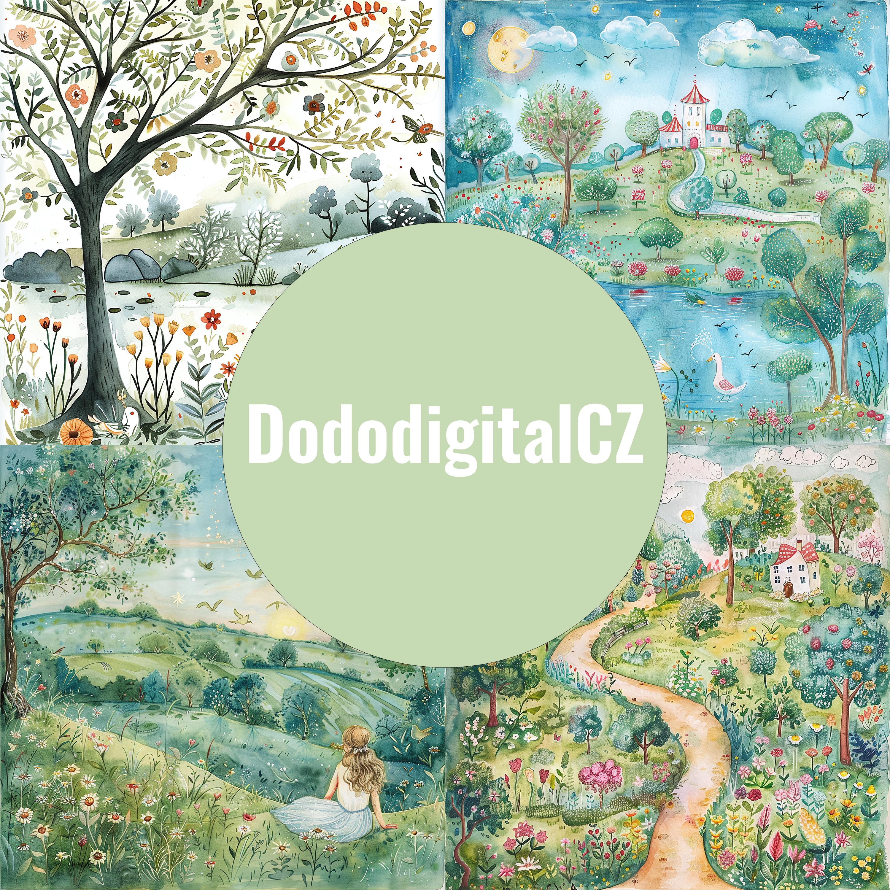 Summer Scenery Digital Paper | Unlimited Commercial Use | Patterned ...