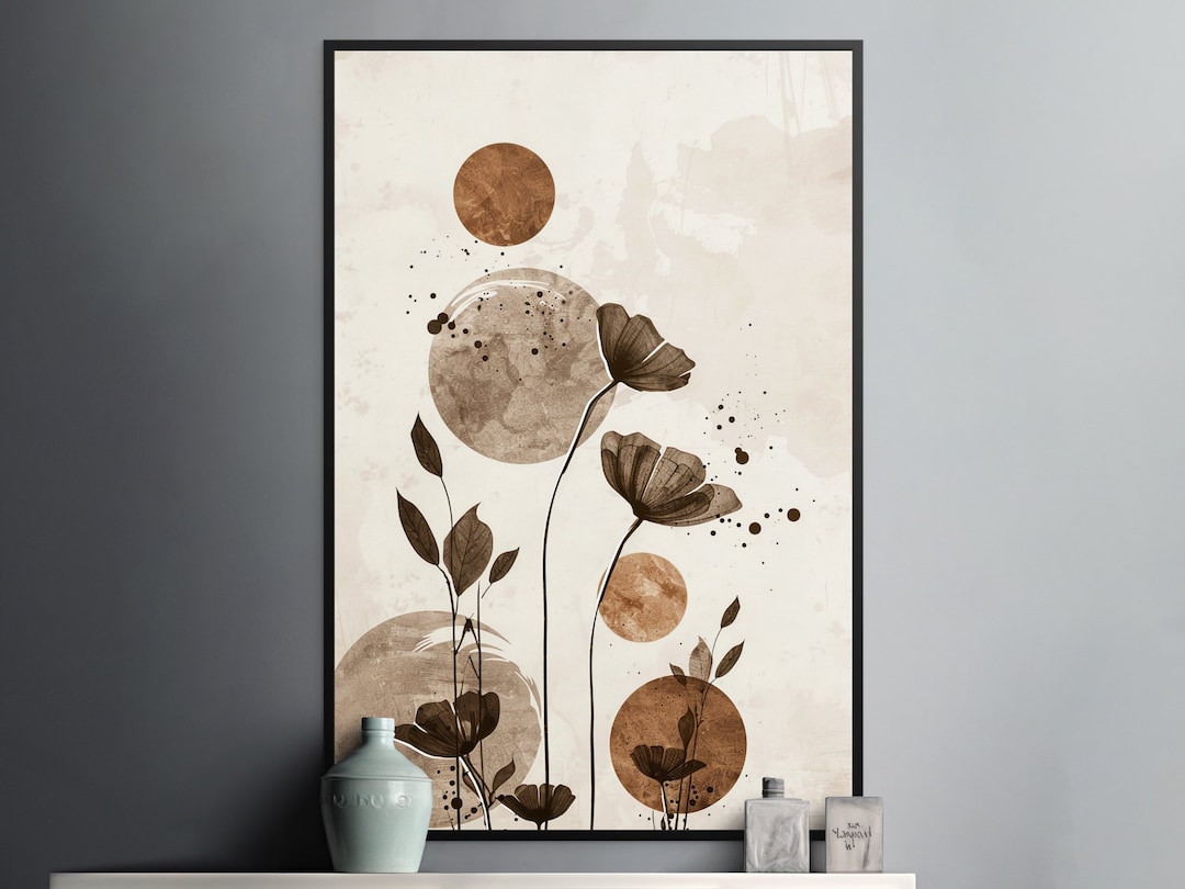 Abstract Floral Wall Art, Modern Botanical Poster, Minimalist Plant ...