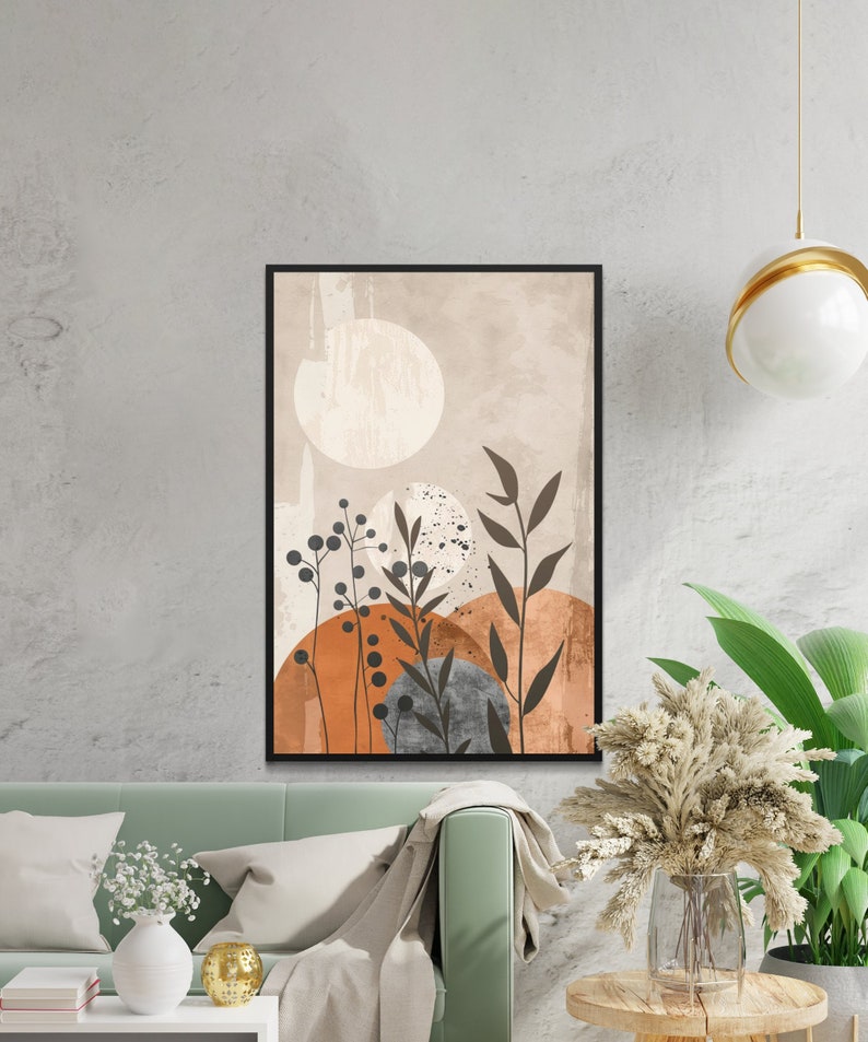 Abstract Botanical Wall Art, Minimalist Plant Poster, Modern Home Decor ...