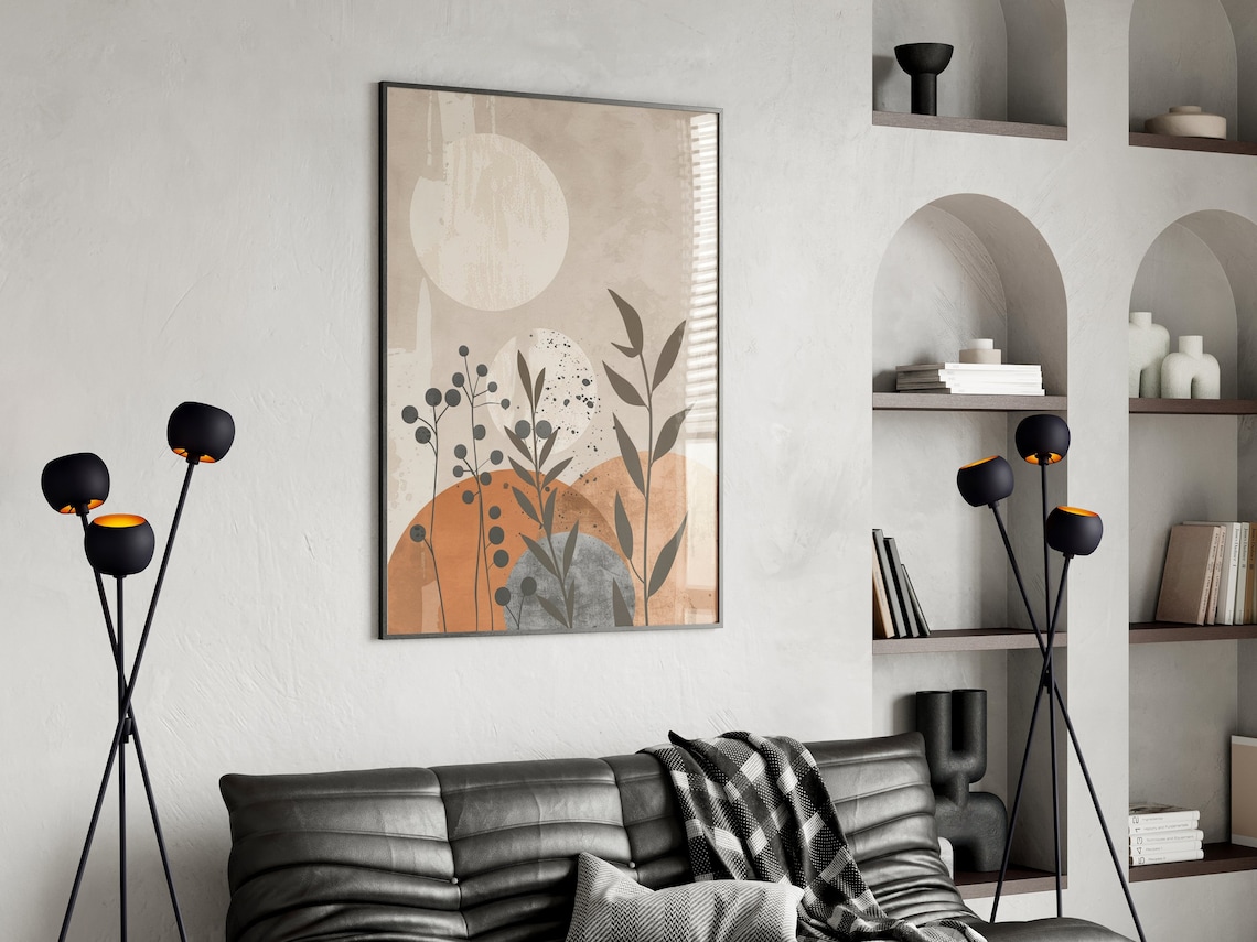 Abstract Botanical Wall Art, Minimalist Plant Poster, Modern Home Decor ...