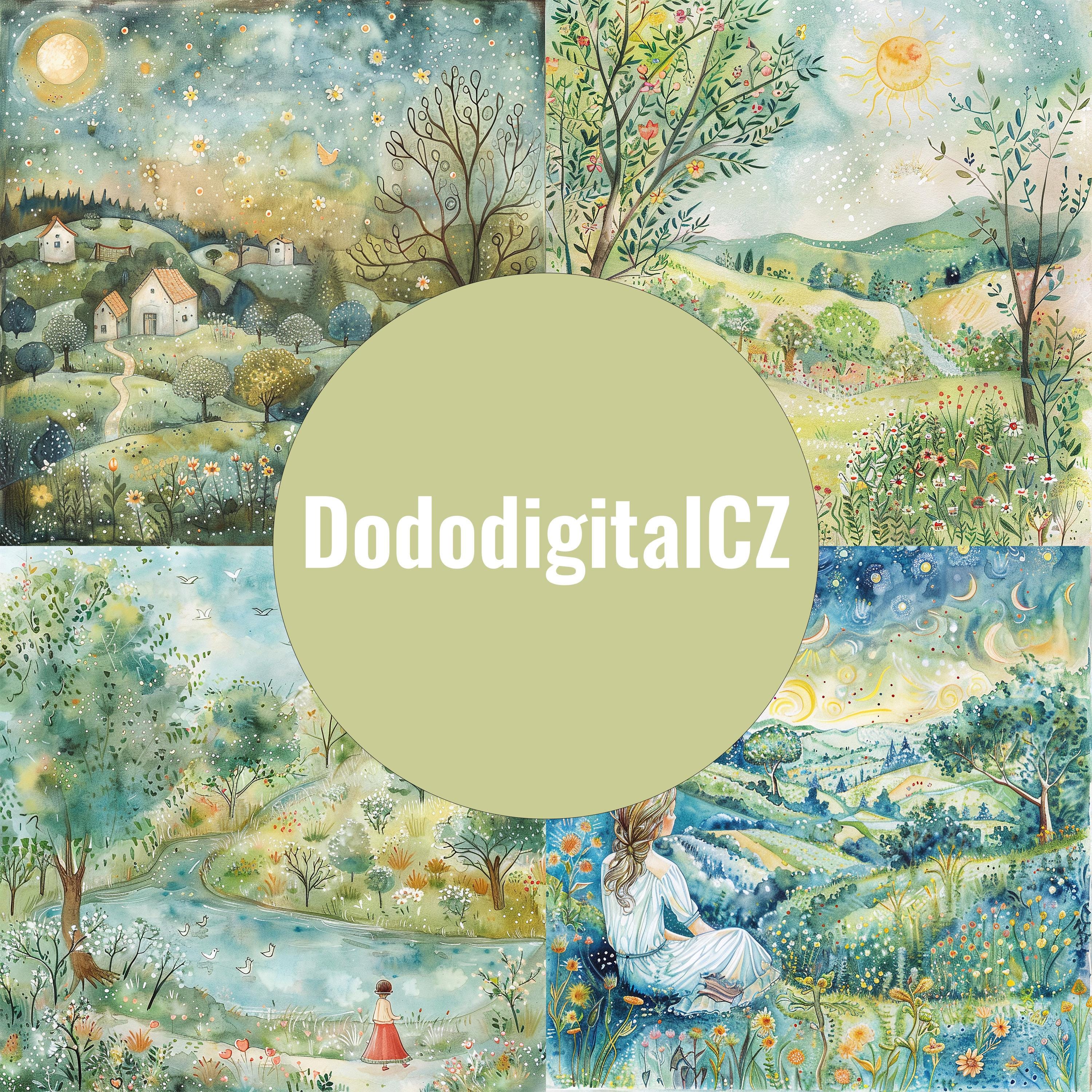 Summer Scenery Digital Paper | Unlimited Commercial Use | Patterned ...