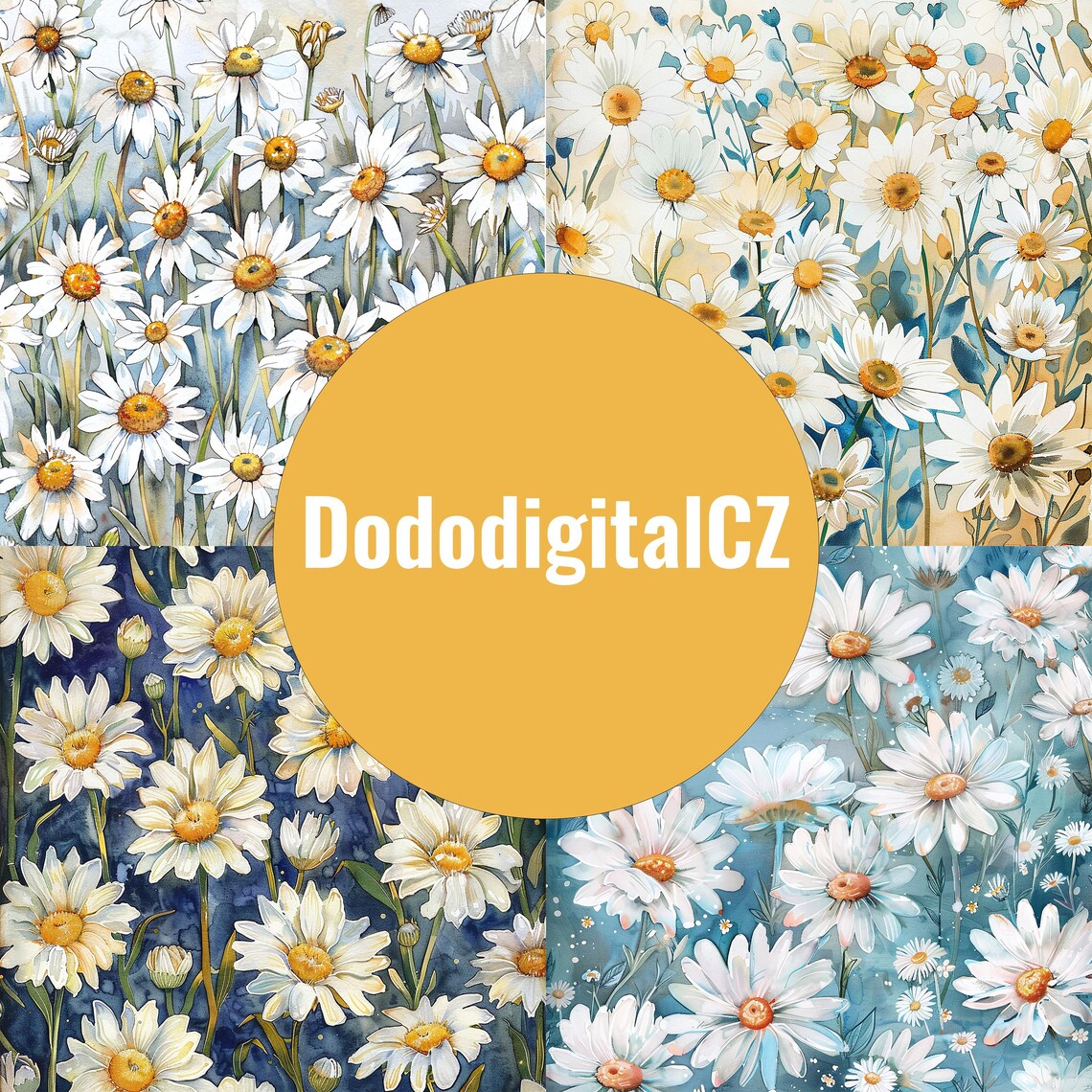 Field Full of Daisies Digital Paper | Unlimited Commercial Use ...