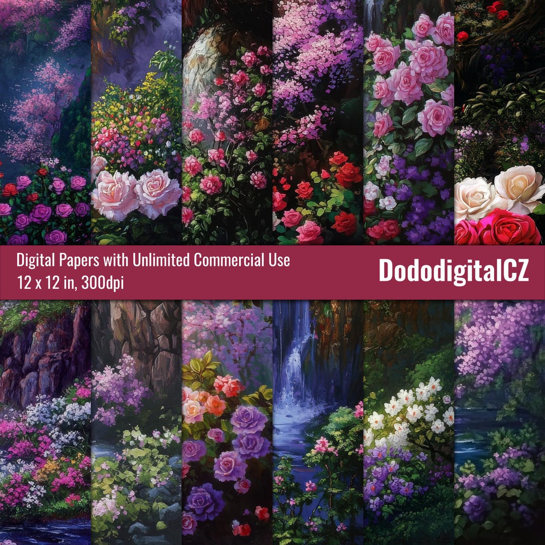 Chasing Waterfalls Digital Paper | Unlimited Commercial Use | Patterned ...