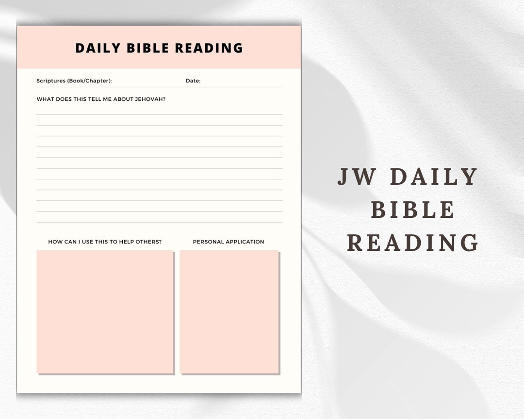 JW Daily Bible Reading Worksheet JW Goals Tracker Scriptures Personal ...
