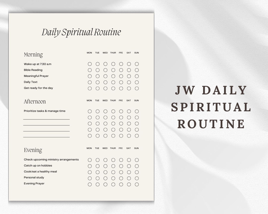 JW Daily Spiritual Routine JW Goals Tracker Scriptures Personal Study ...