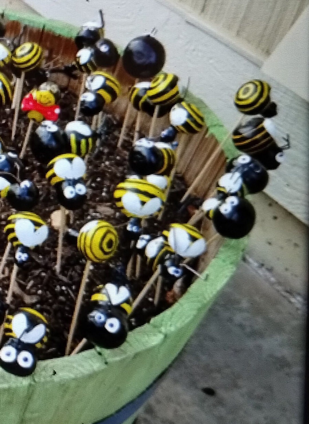 Garden Yard Art, Hand Painted Bees, Whimsical Gourds, Miniature Outdoor ...