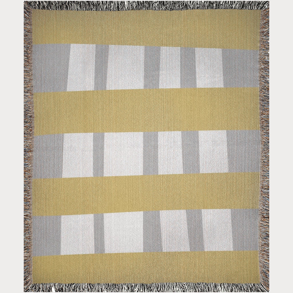 Yellow & Gray Grid Bold Minimal Geometric Woven Blanket Cotton Throw ...