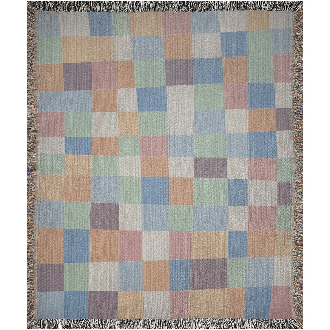 Hand-drawn Muted Pastel Checker Board Pattern Woven Blanket Cotton ...