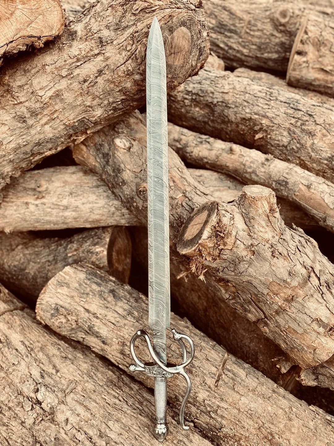 Handmade Zorro Rapier Damascus Sword, Rapier Sword With Scabbard, Hand ...