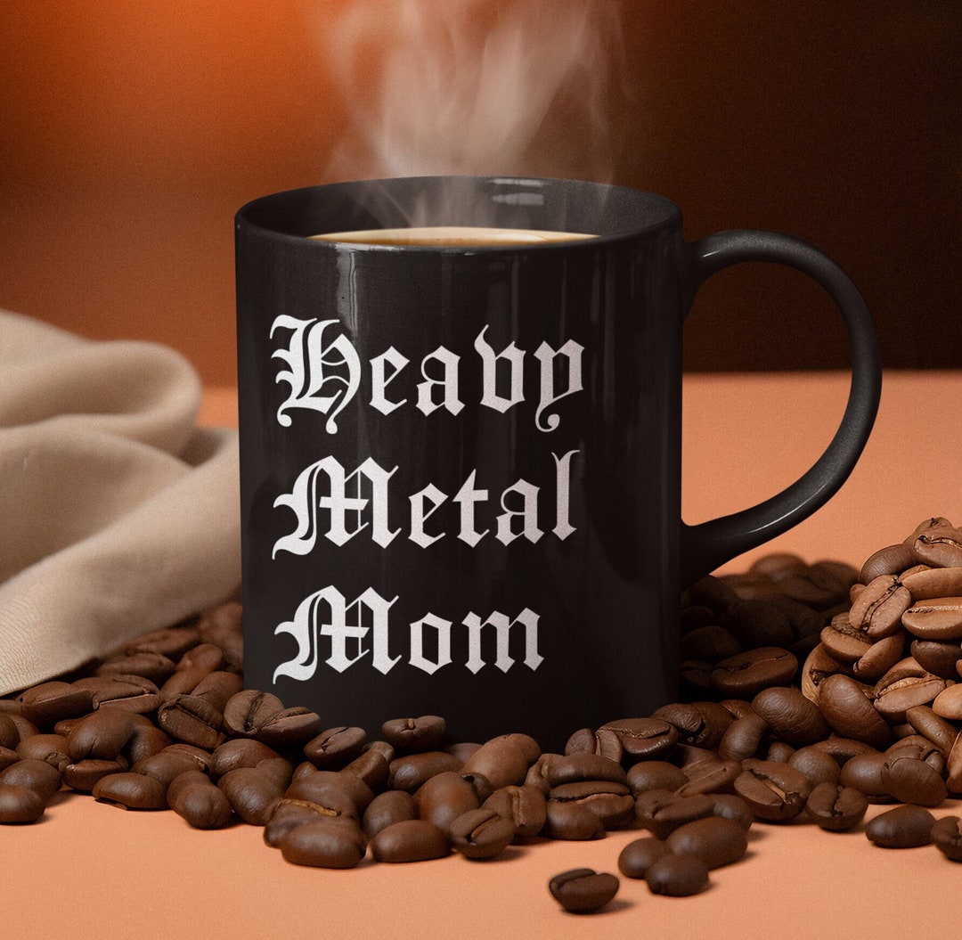 Heavy Metal Mom Black Glossy 11oz Coffee Mug, Alternative Gifts for ...