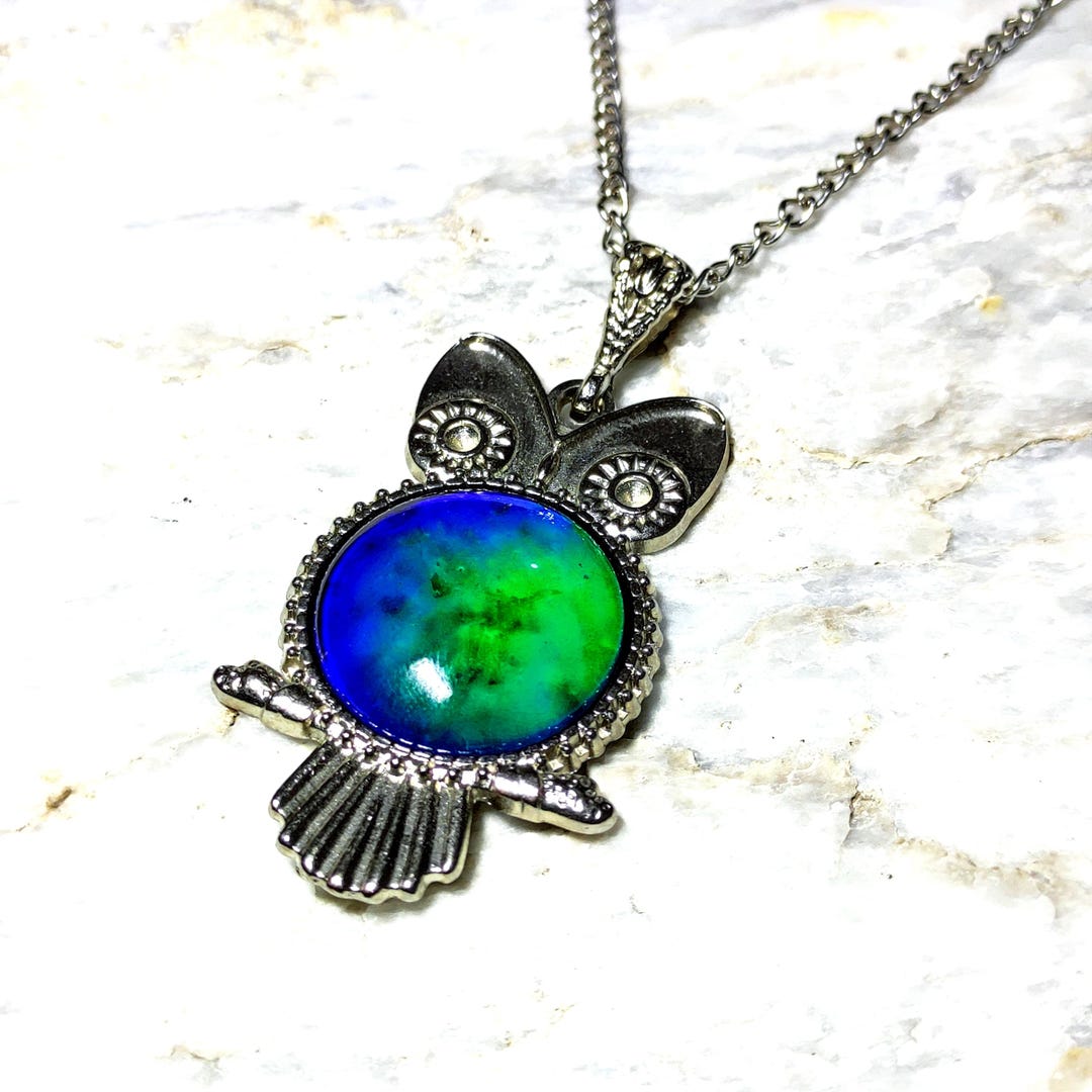 Crystal Mood Necklace, Color Change Necklace, Leather Jewelry, Crystal ...