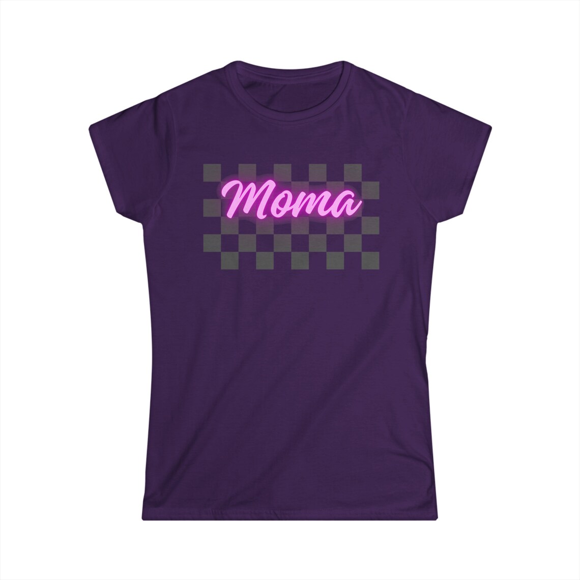 Moma Premium Checkerboard Moma Tshirt With Neon Sign Glow Premium Tee ...