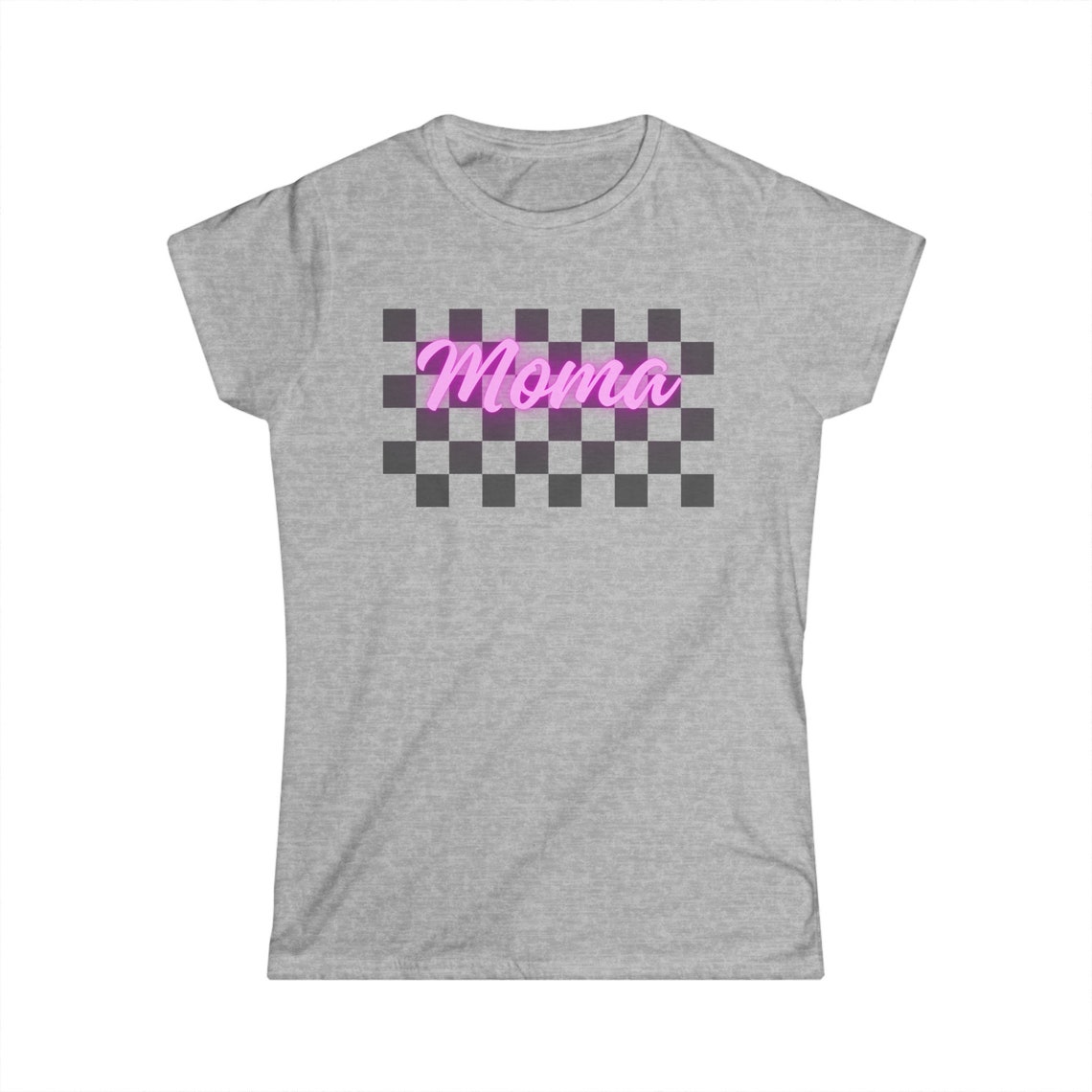 Moma Premium Checkerboard Moma Tshirt With Neon Sign Glow Premium Tee ...