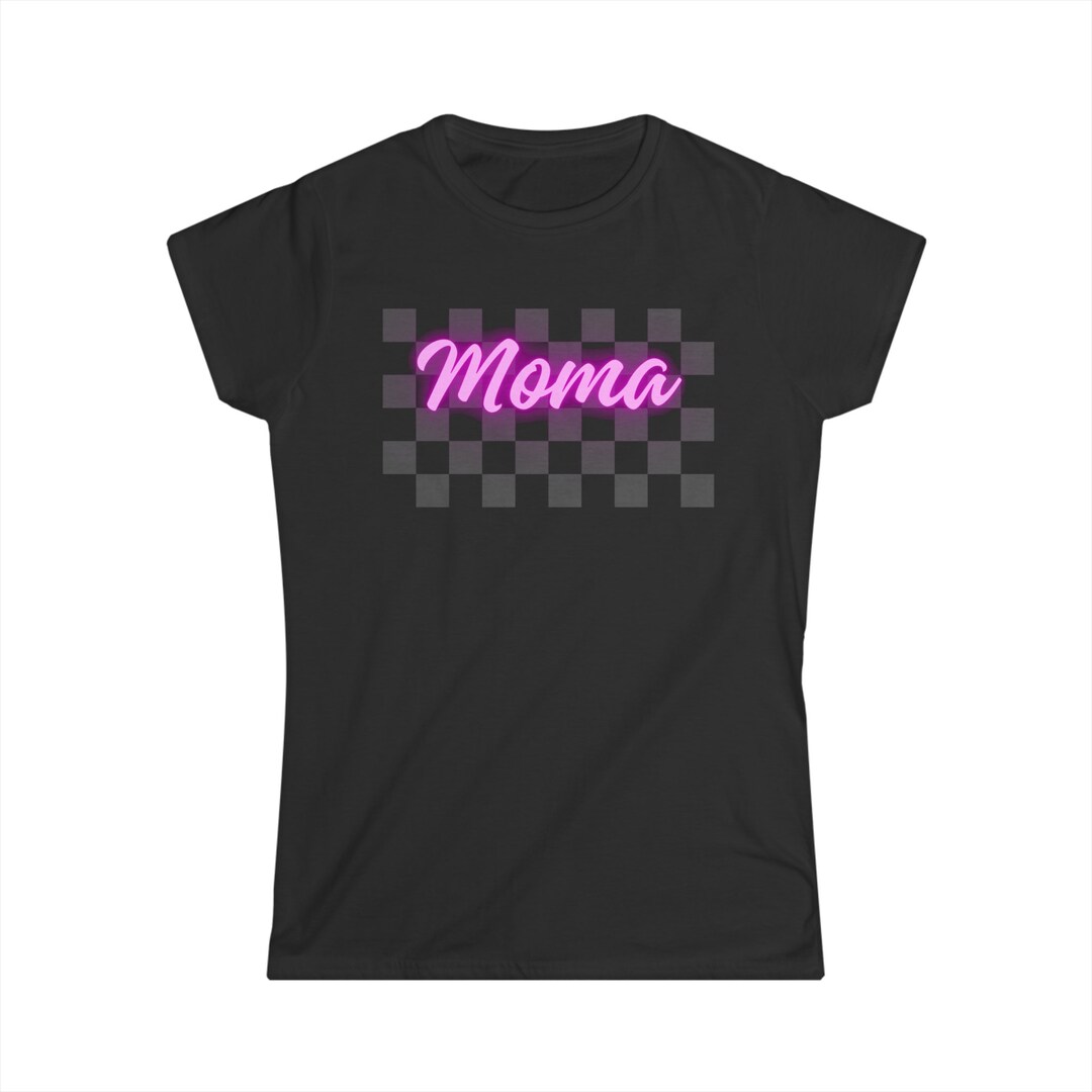 Moma Premium Checkerboard Moma Tshirt With Neon Sign Glow Premium Tee ...