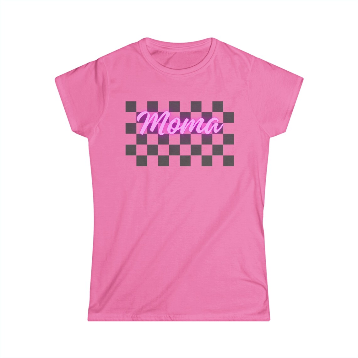 Moma Premium Checkerboard Moma Tshirt With Neon Sign Glow Premium Tee ...