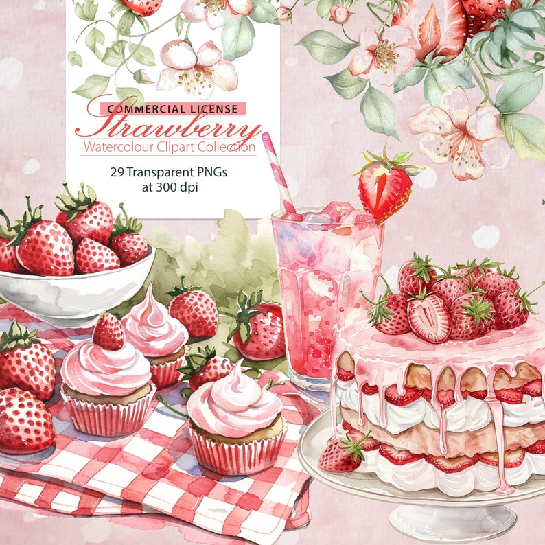 Strawberry Watercolor Clipart, Strawberry Png, Strawberry Pattern ...