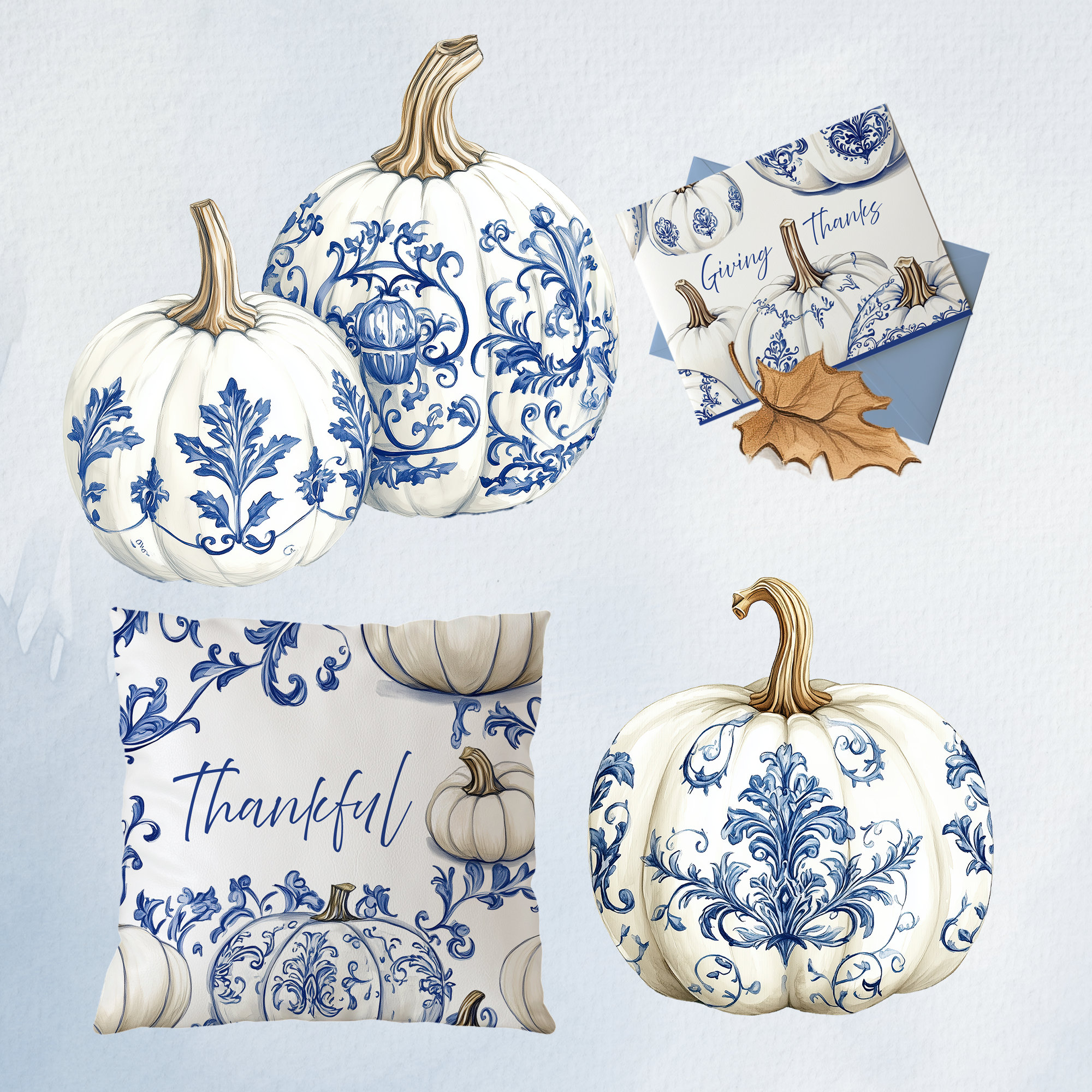 Blue Toile Pumpkin Clipart, Chinoiserie Fall (digital Download) - Etsy