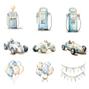 Race Car Clipart, Vintage Racecar, Watercolor Racecar, Vintage Cute ...