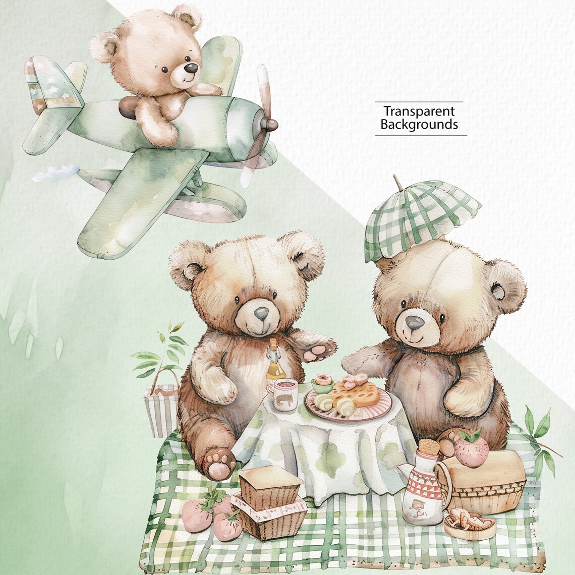 Watercolor Teddybear, Cute Teddy Clipart, Teddy Bears Picnic ...