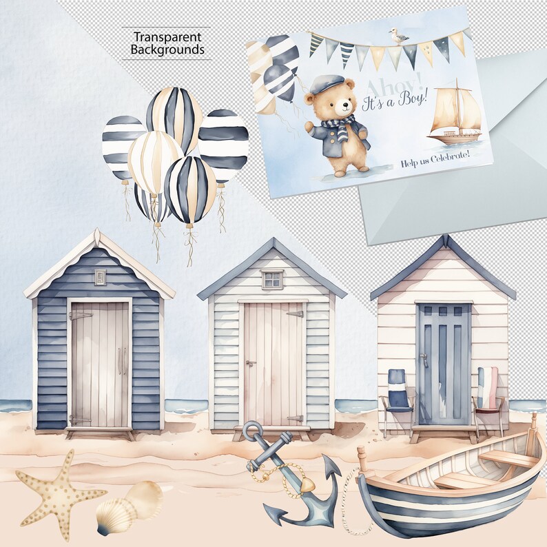 Cute Sailor Teddy Bear Clipart, Nautical Nursery Clipart, Lighthouse ...
