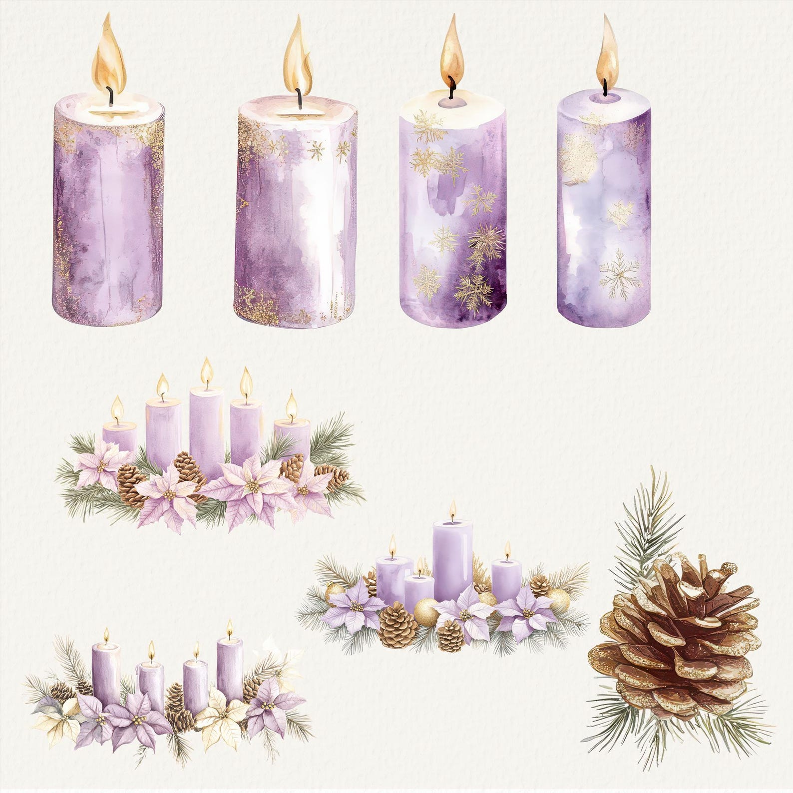 Advent Candles Clipart, Advent Clipart, Catholic Advent, Tradition ...
