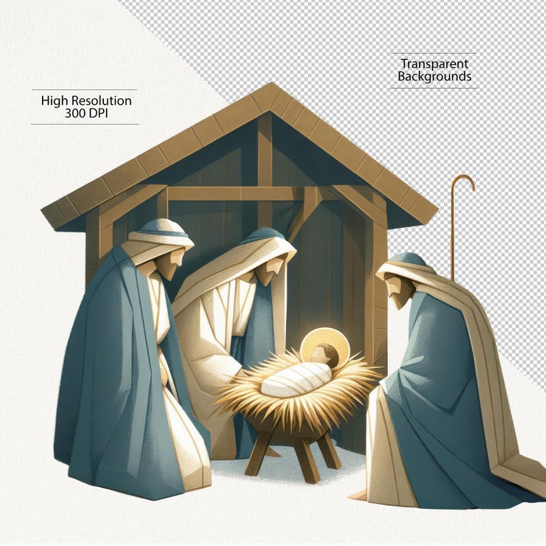 Watercolor Nativity, Christianity Clipart, Nativity Png Bundle ...