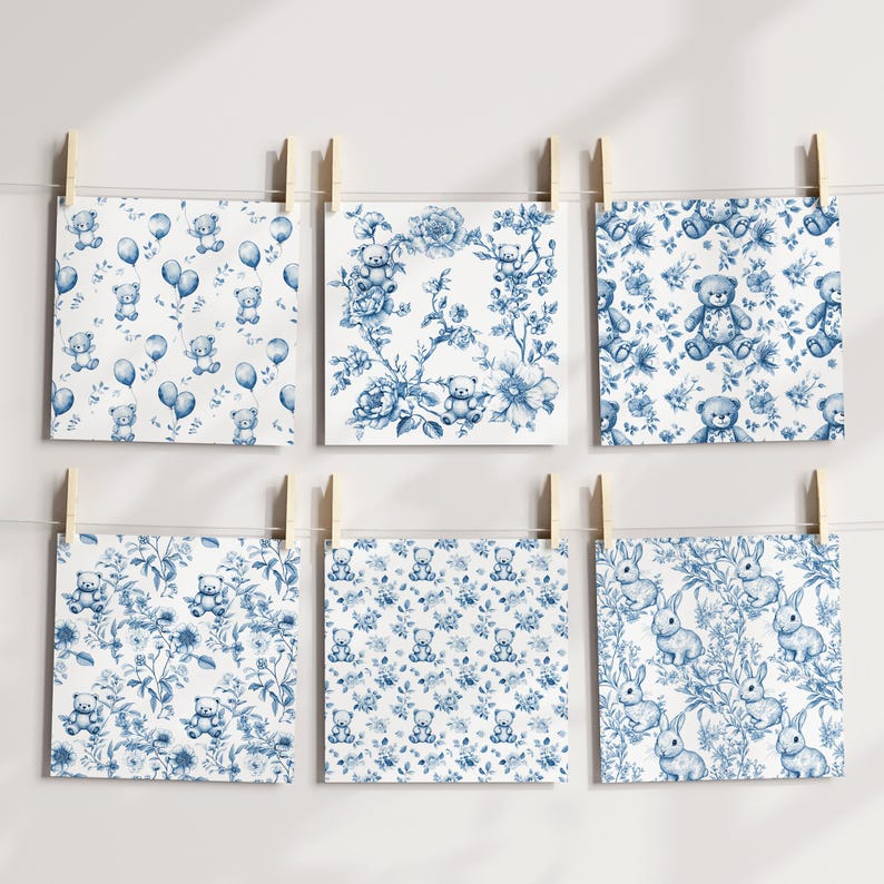 Blue Toile Seamless Pattern, Blue Toile Background, Blue Chinoiserie ...