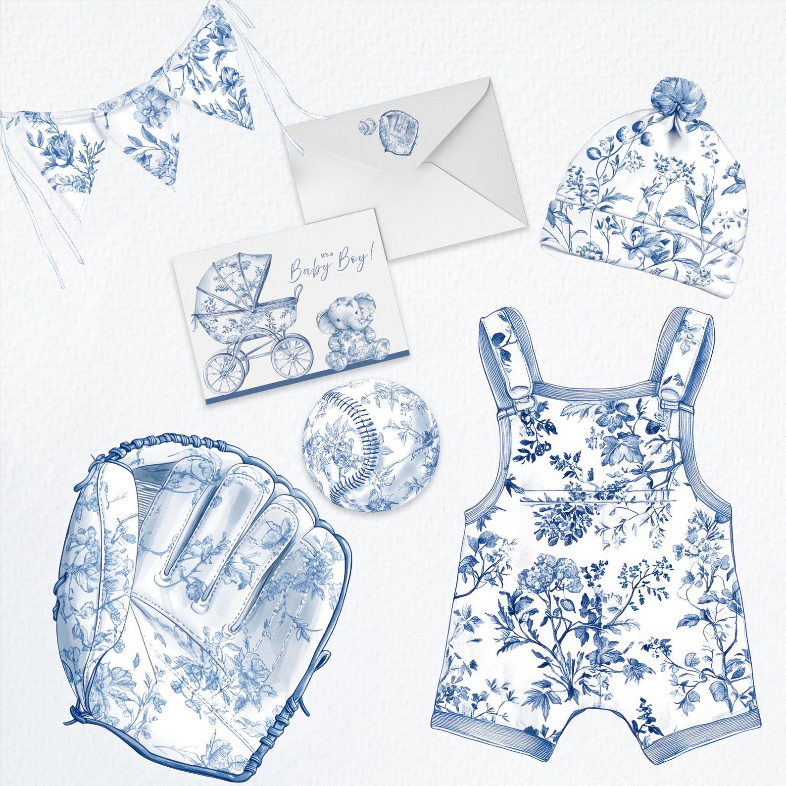 Toile Nursery Clipart, Blue Toile Clipart, Chinoiserie Png, French Toil ...