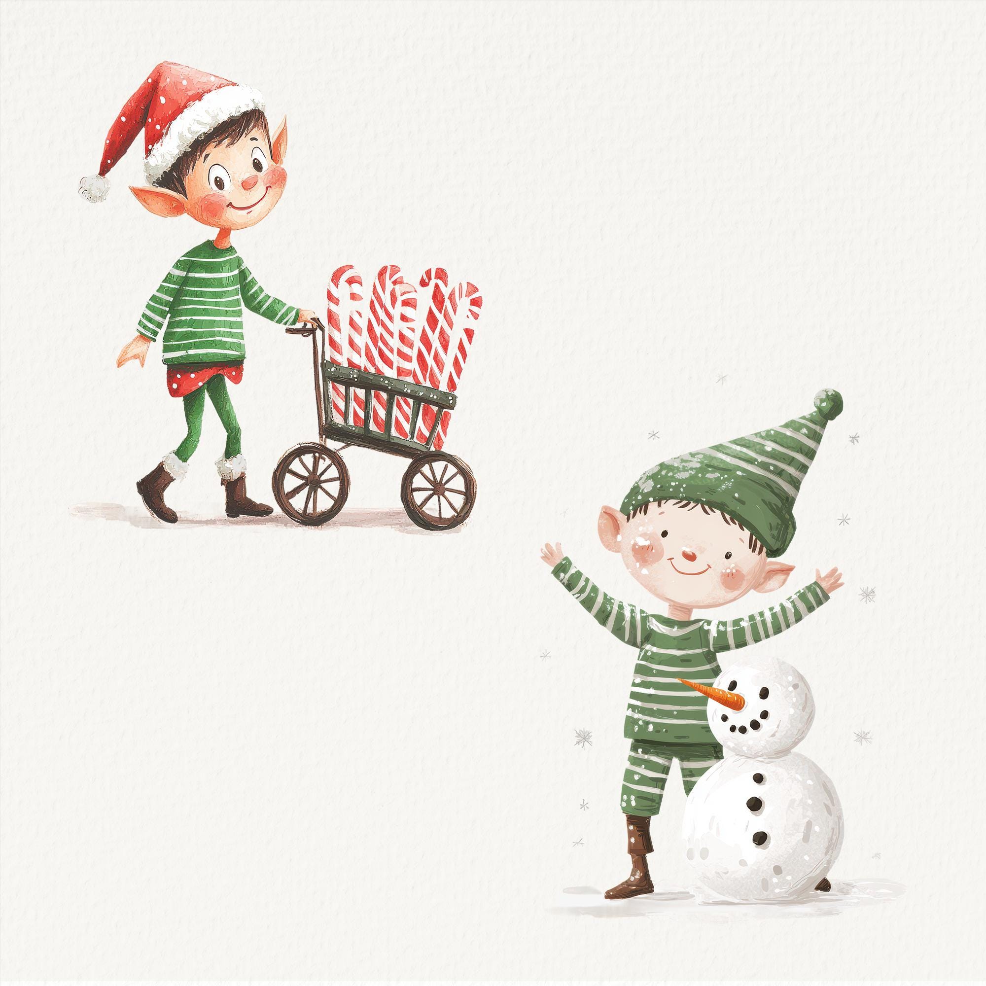 Christmas Elf Boys Watercolor Clipart Bundle (PNG) - Etsy