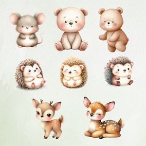Woodland Animals Watercolor Clipart, Forest Animals Clip Art, Nursery ...