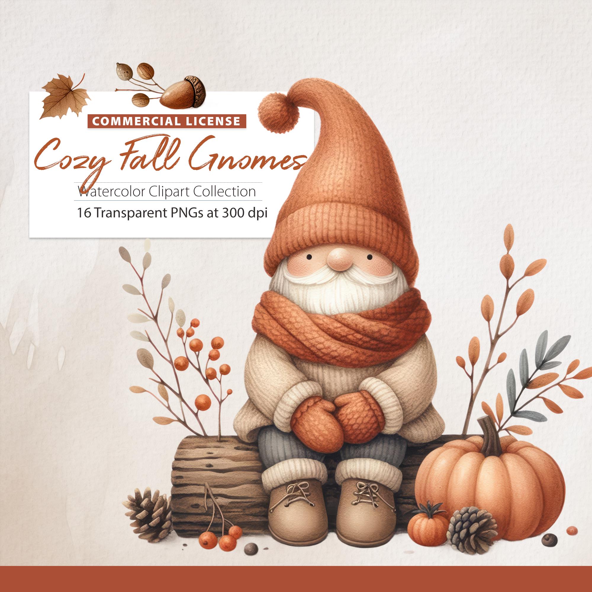 Fall Gnomes Clipart, Watercolor Hello Fall Gnome Clipart, Fall Gnome ...