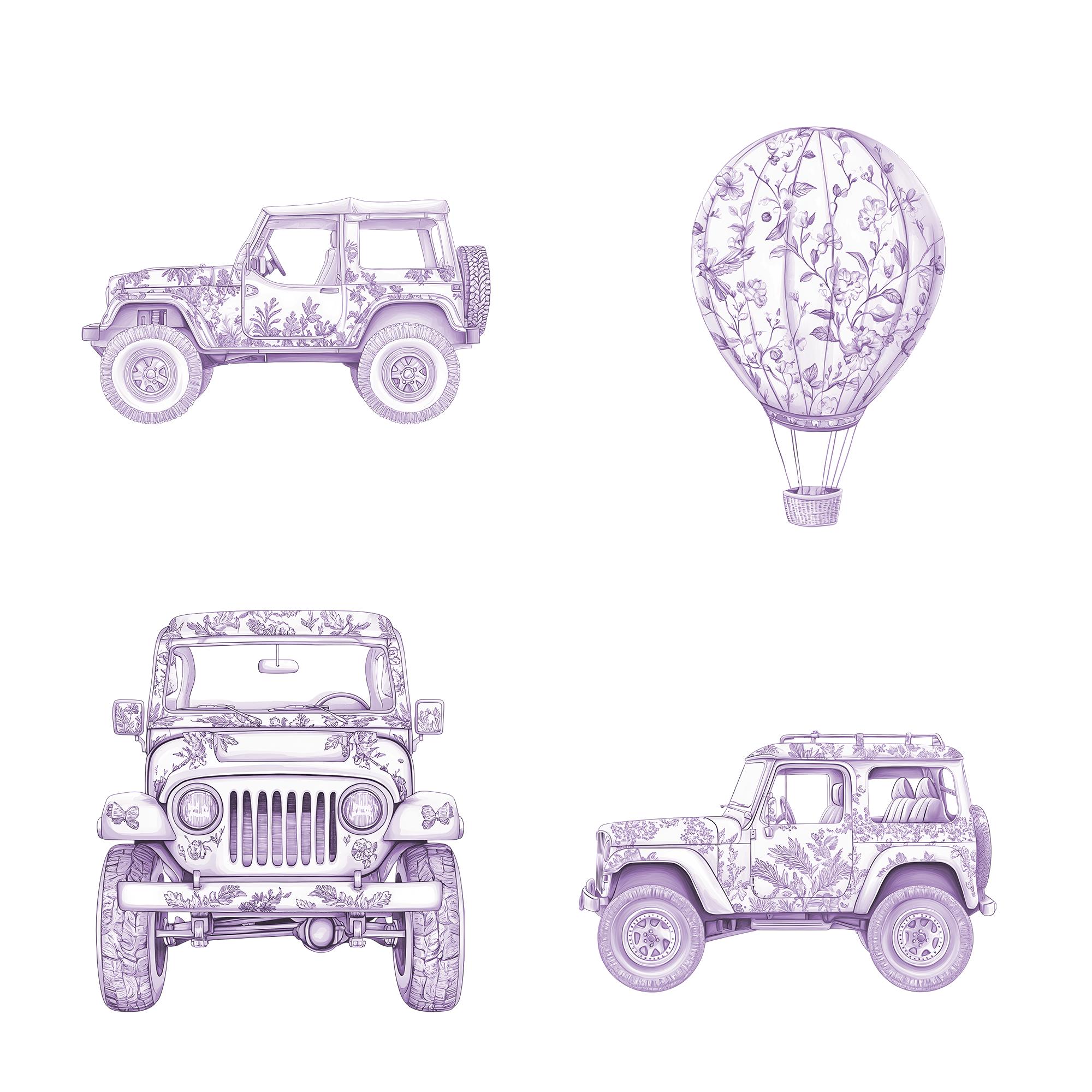 Safari Toile Clipart, Lilac Toile Nursery Clipart, Chinoiserie, French ...