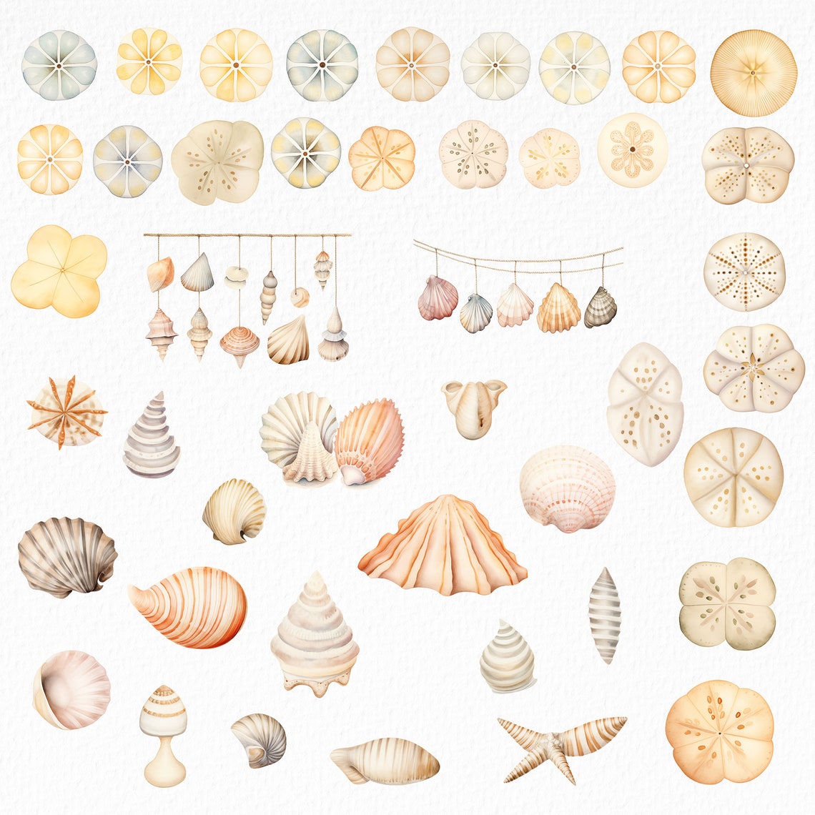 Beach Chair Umbrella, Seashell Clipart, Boho Beach Clipart, Beach ...