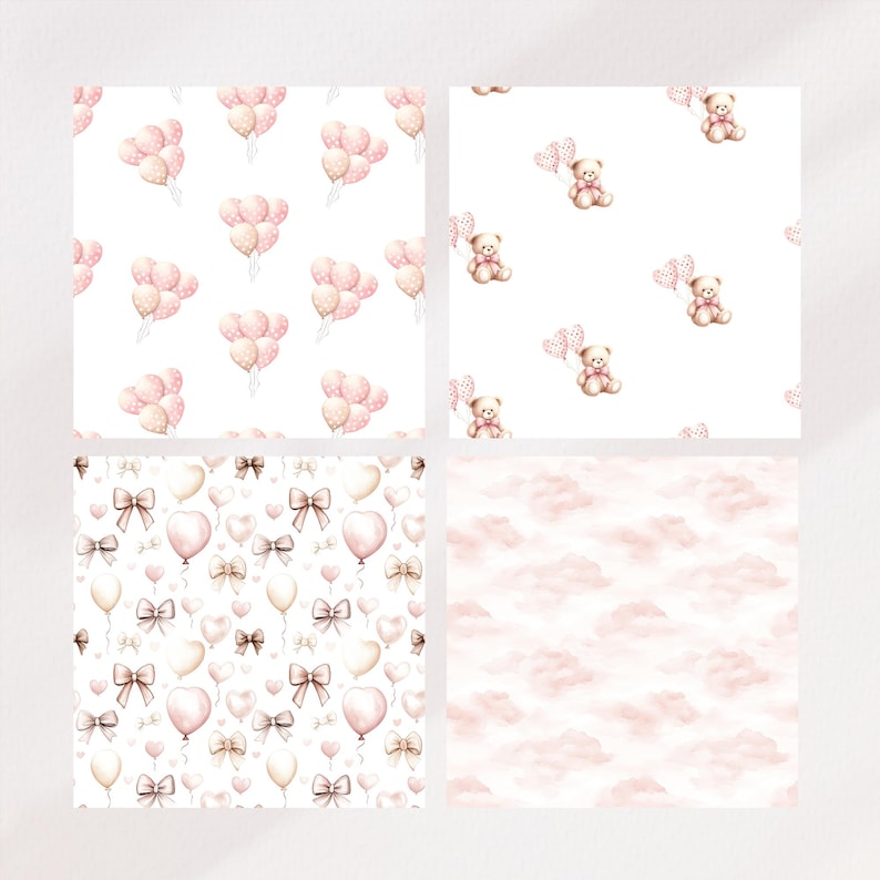 It's a Girl Patterns, Baby Girl Digital Paper, Floral Paper, Backdrop ...