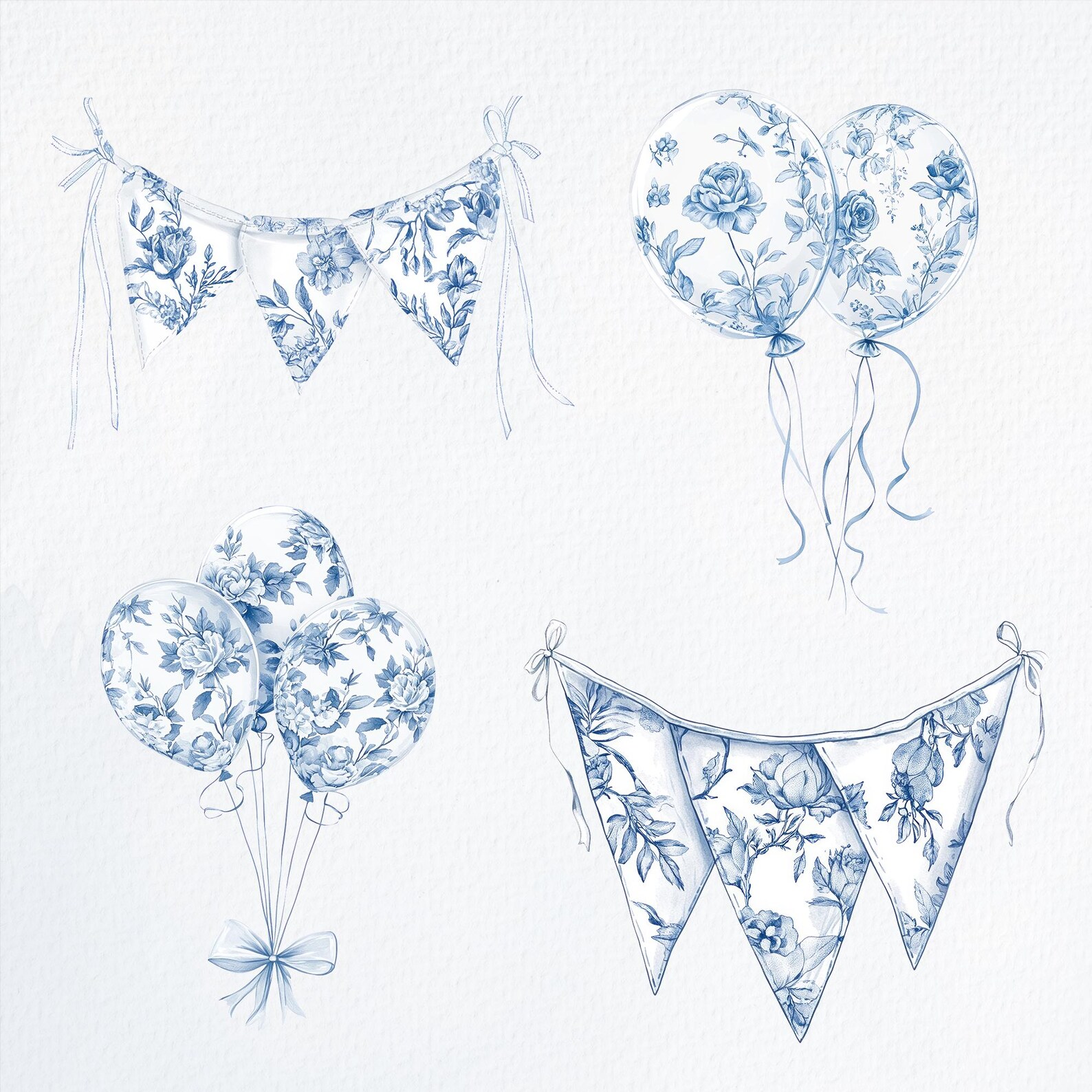 Toile Nursery Clipart, Blue Toile Clipart, Chinoiserie Png, French Toil ...